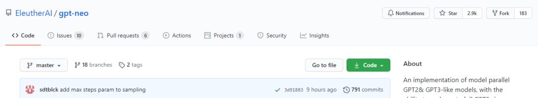 27亿参数的“野生版”GPT-3开源，GitHub项目2.9K Star量