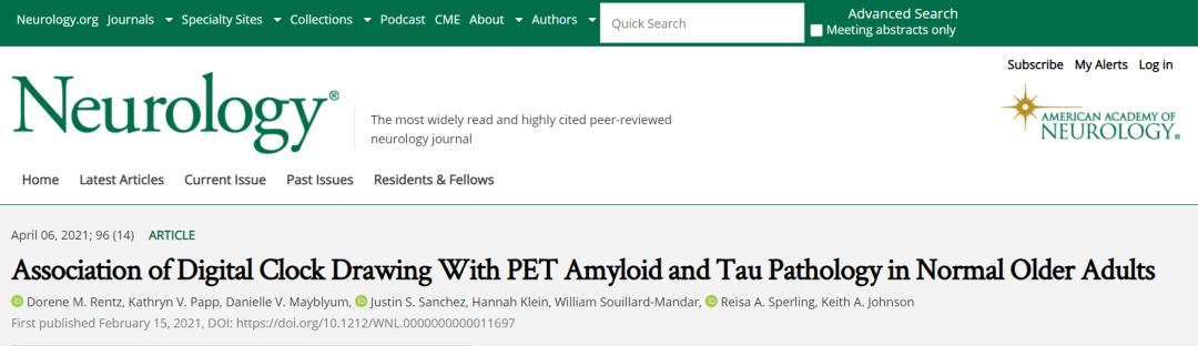 数字画钟测试可以在无症状个体中检测出阿尔茨海默病