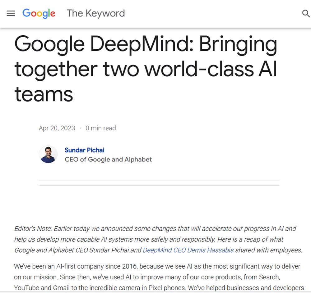 AGI复仇者联盟，谷歌大脑与DeepMind官宣合体_澎湃号·湃客_澎湃新闻-The Paper