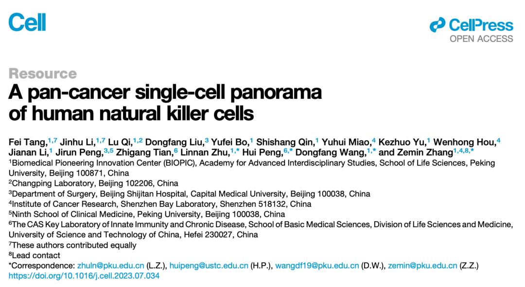 Cell：北京大学张泽民团队揭示泛癌种自然杀伤细胞异质性_澎湃号·湃客_澎湃新闻-The Paper