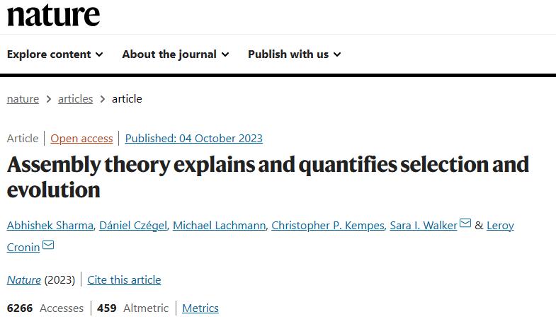 Nature速递：组装理论解释并量化选择和演化_澎湃号·湃客_澎湃新闻-The Paper
