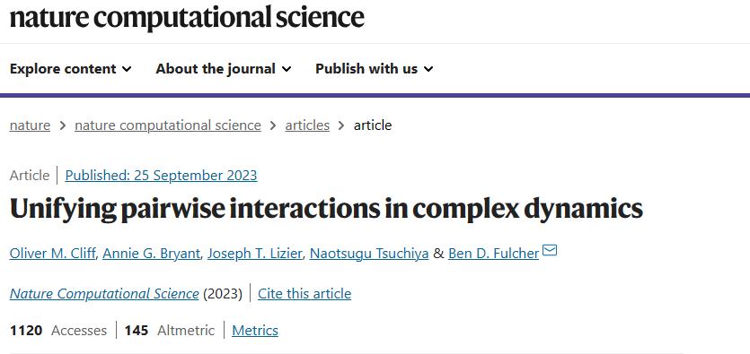 Nat. Comput. Sci. 速递：复杂动力学中统一的成对相互作用