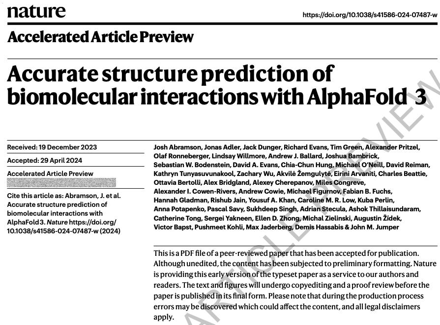 AI预测所有生命分子！谷歌AlphaFold 3模型登Nature，免费开放节省上亿年研究时间_澎湃号·湃客_澎湃新闻-The Paper